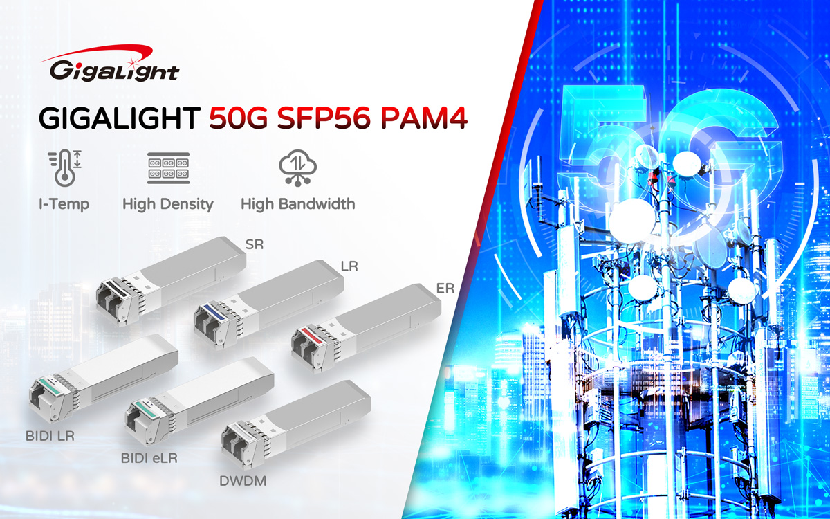 GIGALIGHT Launches Industrial-Grade 50G SFP56 PAM4 Portfolio for 5G Fronthaul | GIGALIGHT