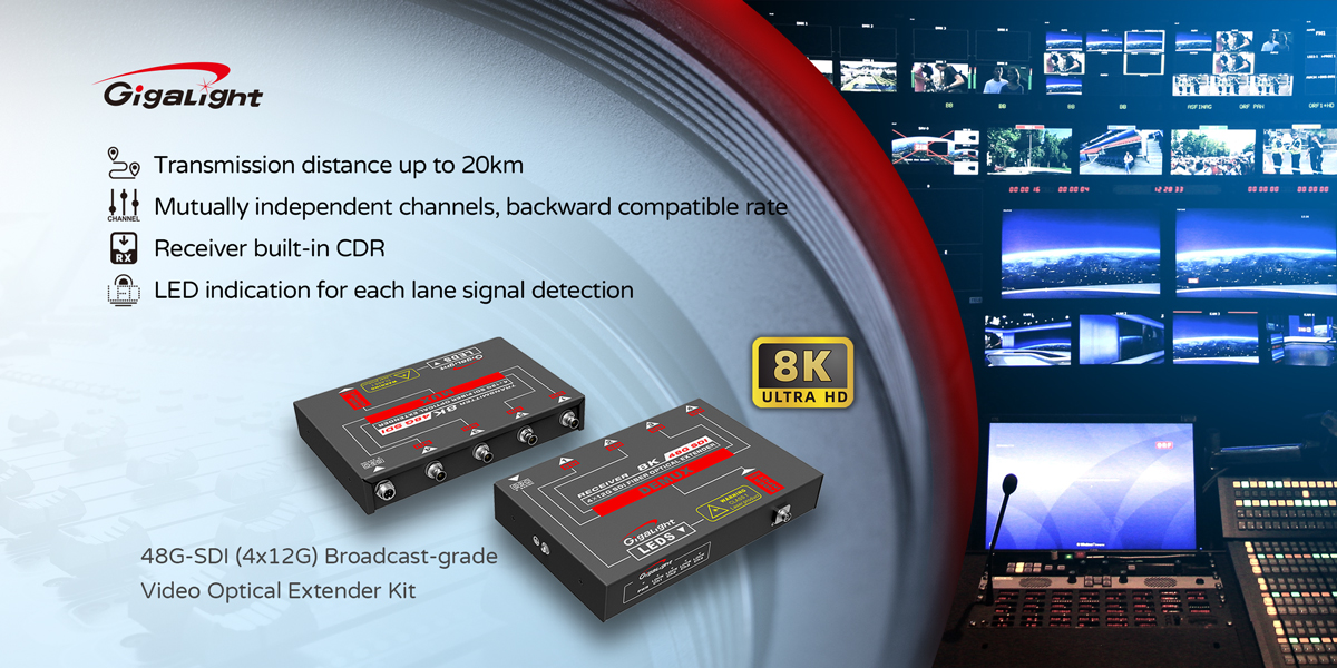 GIGALIGHT Launches 48G-SDI Broadcast-Grade Video Optical Extender, Focusing On 8K Ultra HD ...